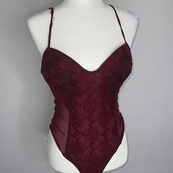 Tops | Burgundy Lace Bodysuit | Poshmark
